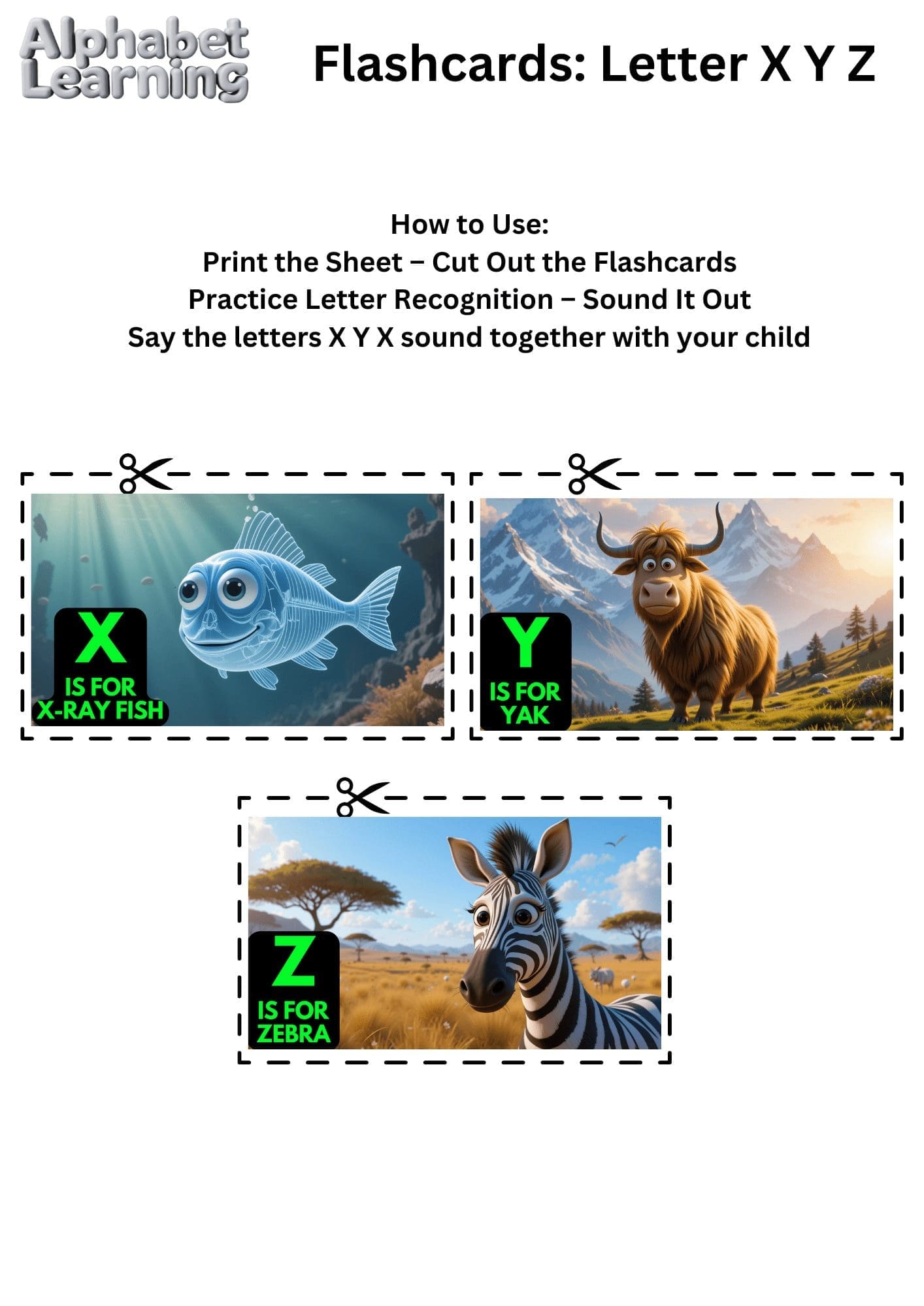The Letters X Y Z | Alphabet Learning